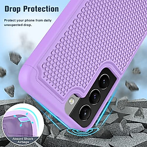 BNIUT for Samsung Galaxy S22 5G Case: Dual Layer Protective Heavy Duty Cell Phone Cover Shockproof Rugged with Non Slip Textured Back - Military Protection Bumper Tough - 6.1inch (Girly Purple)