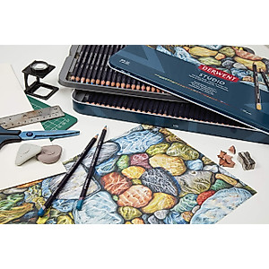 Derwent Studio Colored Pencils, 3.4mm Core, Metal Tin, 72 Count (32201)