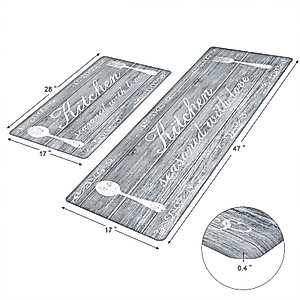 Pauwer Anti Fatigue Kitchen Mats Set of 2 Farmhouse Kitchen Rugs Non Skid Washable, Cushioned Kitchen Floor Mats, Waterproof Memory Foam Kitchen Runner Rug Comfort Standing Mat for Kitchen Home Office