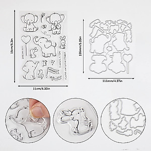 Stamp and Cutting Dies Set for DIY Craft Scrapbooking Card Making Friends Greetings Elephant Rabbit