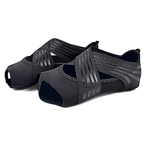 ABIRAM Yoga Socks Toeless Non-Slip Grips & Straps, for Pilates, Barre, Ballet, Bikram, Workout for Women