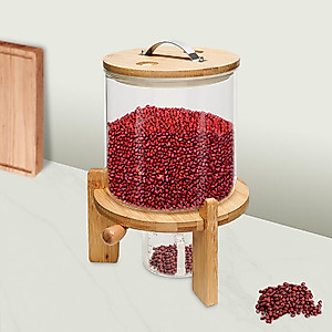 5L Grain Storage Rice Dispenser Cereal Container Flour Container Rice Holder Rice Storage With Valve Grain Dispenser Bean Oatmeal Flour Container Dry Goods Dispensers Creative Glass Food Storge