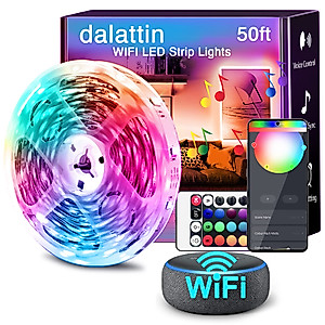 dalattin Smart Led Strip Lights WiFi 25ft Compatible with Alexa Led Lights Music Sync 5050 16 Million Colors Changing Phone APP and 24 Key Remote for Home,Kitchen,TV,Party
