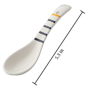 Ceramic Asian Soup Spoons Set of 4 Japanese Ramen Soup Spoons Porcelain Chinese Soup Spoons for Ramen Noodles Udon Pho Rice Gravy (Japanese style)