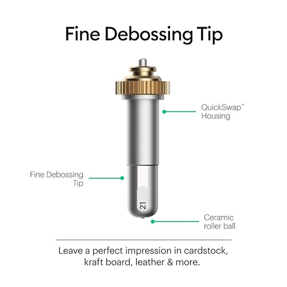 Cricut Fine Debossing Tip + QuickSwap Housing, Tip with Rolling Debossing Ball, Deboss Designs on Thick Foil, Cardstock & More, For Personalized Crafts, Compatible with Cricut Maker Cutting Machine