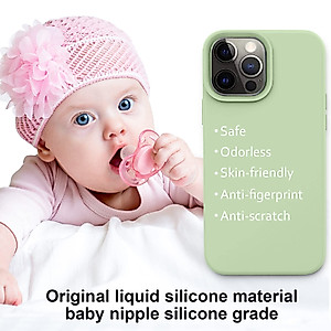 Vooii Compatible with iPhone 14 Pro Max Case, Upgraded Slim Liquid Silicone Case, [Anti-Scratch Soft Microfiber Lining] Full Covered Soft Gel Rubber 14 Pro Max iPhone Case 6.7 inch - Matcha