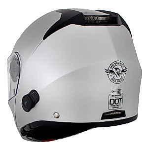 Milwaukee Helmets H7010 Flat Gray 'Mayday' Modular Motorcycle Helmet w/Intercom - Built-in Speaker and Microphone for Men/Women - Large