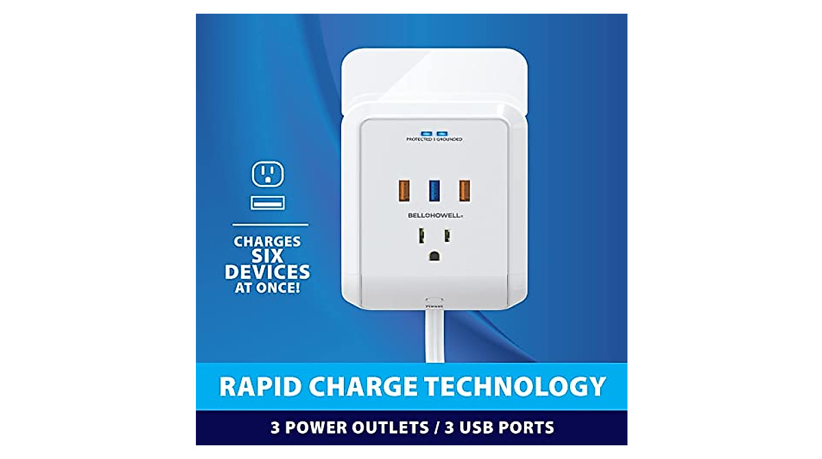 Bell + Howell Power Pro Outlet Extender, Wall Outlet Plug Extender, 4 ...