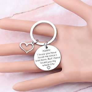 BLEOUK Pappy Keychain Grandpa Gift Father’s Day Gift Birthday Gift for Grandpa Pappy (love since PAPPY)