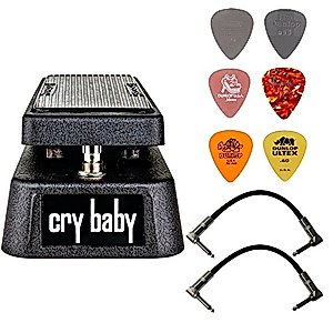 Dunlop Crybaby GCB-95 Classic Wah Pedal Bundle with 2 Patch Cables and 6 Assorted Dunlop Picks