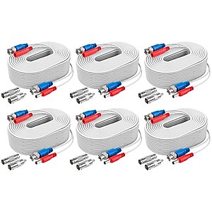 ANNKE Security Camera Cable (6) 30M/ 100ft All-in-One BNC Video Power Cables, BNC Extension Wire Cord for CCTV Camera DVR Security System (6-Pack, White)