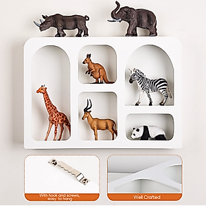 Ella & Emma White Decorative Floating Wall Shelf, Geometric Arched Wall Shelf, Boho Nordic Modern Style Shelves for Wall Decor, Wall Mounted Shelf Storage Nursery, Bedroom, Living Room, Bathroom