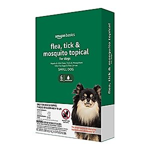 Amazon Basics Flea, Tick & Mosquito Topical Treatment for Small Dogs (4-10 pounds), 6 Count (Previously Solimo)