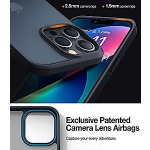 TORRAS Shockproof for iPhone 13 Pro Phone Case, [Military-Grade Drop Tested] Translucent Matte Hard PC Back with Soft Silicone Edge Slim Protective for iPhone 13 Pro Case, Black