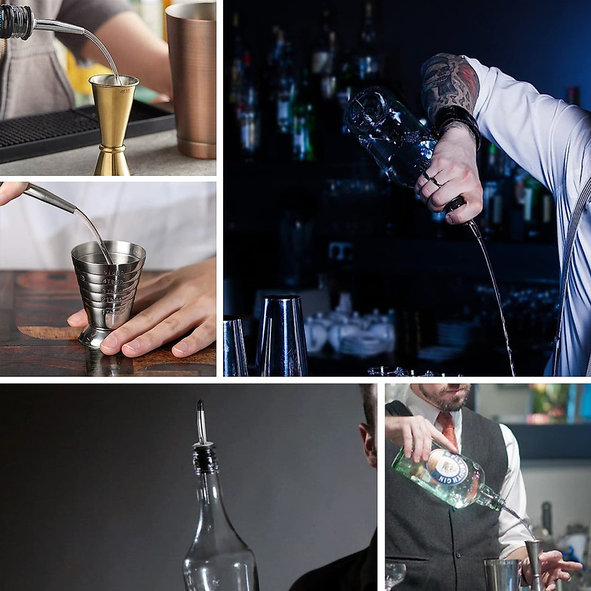 Unlorspy 12PCS Stainless Steel Bottle Pourers, Liquor Pour Spouts Set with Flip Top for About 3/4" Bottle Mouth