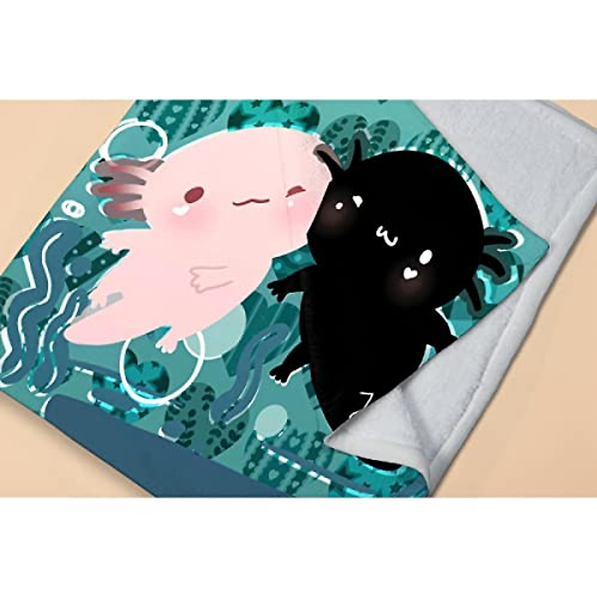 Avalokitesvara Cute Axolotl Flannel Blanket,Throw Soft Warm Fluffy Plush,Lightweight Microfiber for Bed Couch Chair Living Room 50x40 Inch for Kid