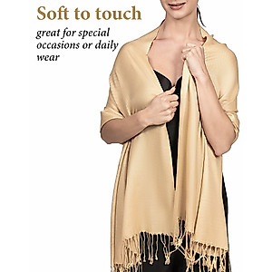 Achillea Soft Silky Solid Pashmina Shawl Wrap Scarf for Wedding Bridesmaid Evening Dress … (Champagne)