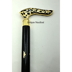 Unique Nautical Walking Cane Beautiful Handle Walking Folding Stick With Brass Handle And Brass Inlay For Men And Women