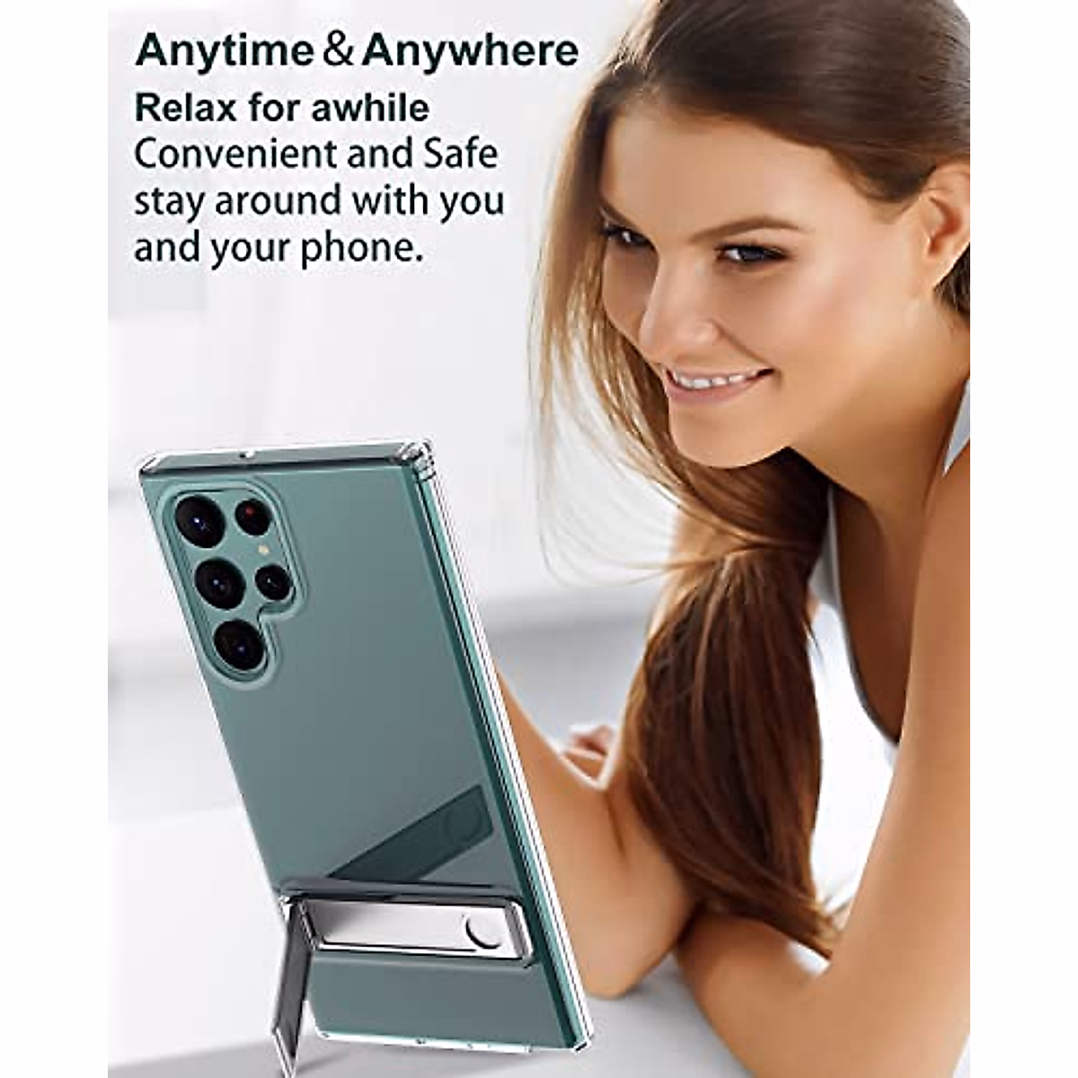 Btscase for Samsung Galaxy S22 Ultra 5G Case, with Adjustable Metal Kickstand, Crystal Clear Soft Flexible TPU Slim Shockproof Drop Protective Girls Women Men Cover for Galaxy S22 Ultra 5G, Clear