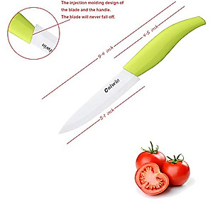 Ceramic Knife Set Color Ceramic Knives Set with Stain Resistant 6 inch Chef Knife, 5 inch Steak Knife, 4 inch Fruit Knife, 3 inch Sushi Knife, Peeler