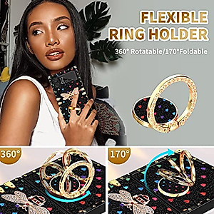 Loheckle for Samsung Galaxy Z Flip 3 Case for Women, Designer Square Cases for Galaxy Z Flip 3 Phone Case with Ring Stand Holder and Lanyard, Stylish Bee Luxury Cover for Samsung Flip 3 6.7''