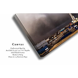 Oilfield Photography Canvas Wall Art - Gallery Wrap of Drilling Rig in Intense Storm on Spring Day in Oklahoma - Ready to Hang Oil and Gas Photo Artwork Decor 8x10 to 30x45 (1.5, 30" x 40")