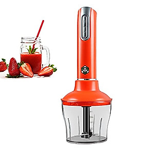 IKAN TECH 4-in-1 Immersion Hand Blender (Titanium Coating), Powerful 500W Handheld Stick Blender with Stainless Steel Blades, 12 Speeds Multi-Purpose Blender W/ Chopper, Beaker, Egg Whisk (Red)