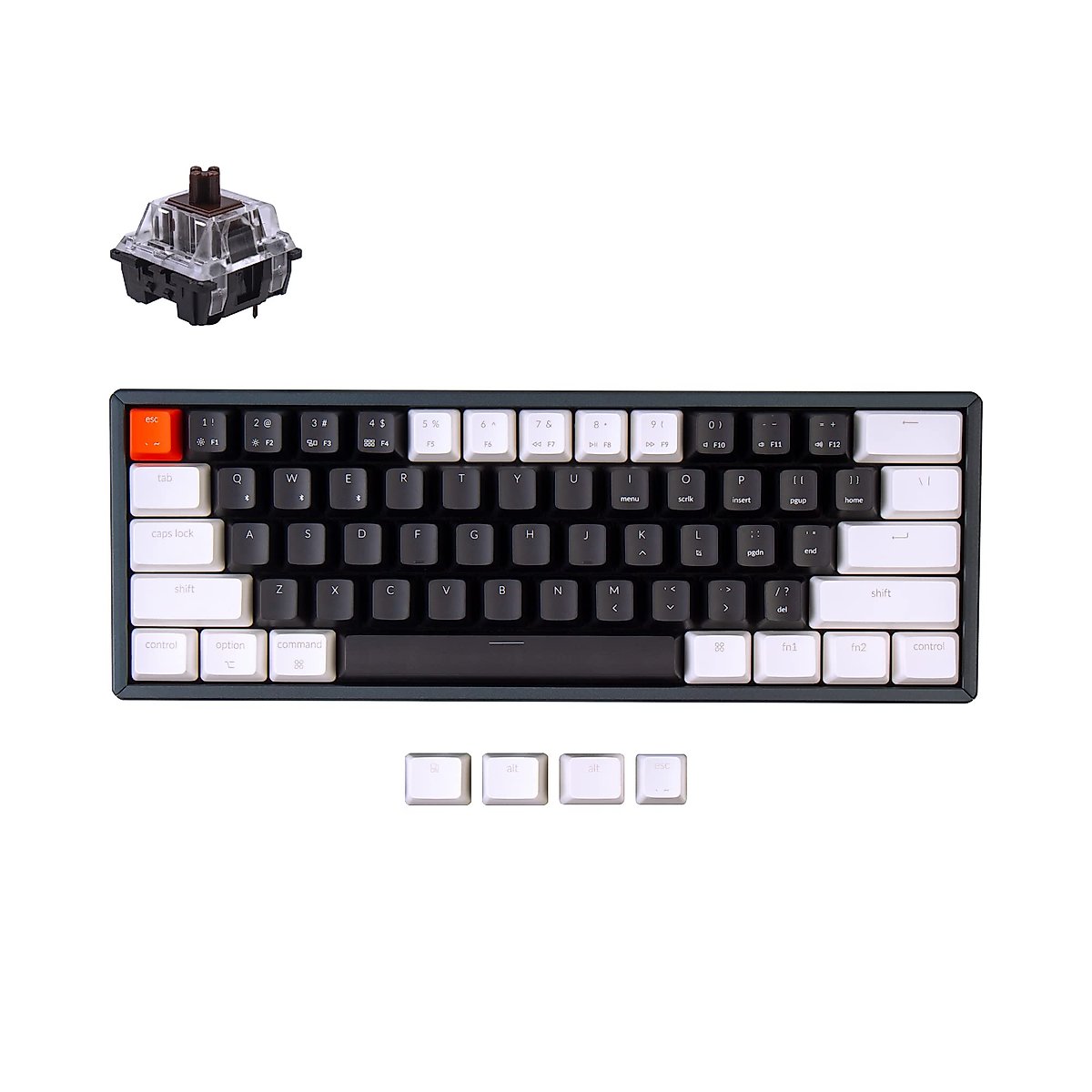 Keychron K12 60% Layout Bluetooth Wireless/USB Wired Mechanical Gaming Keyboard with Keychron Mechanical Brown Switch Aluminum Frame, Compact 61-Key Computer Keyboard for Mac Windowss