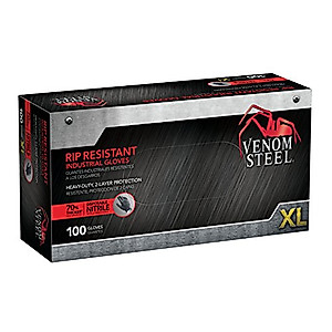 Venom Steel Industrial Nitrile Gloves, 6 mil, 2 Layer Rip Resistant, XL, 100 Count