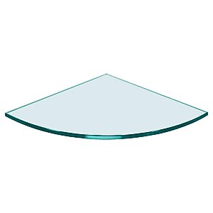 Dulles Glass 12" x 12" Quarter Round Floating Glass Shelf - Shelf Only - Tempered - 3/8" Thick - Flat Polished Glass