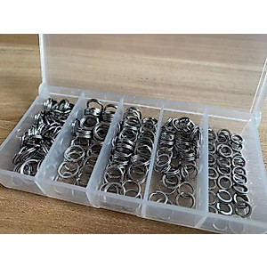 HTHYLURE Fishing Stainless Steel Split Rings 200PCs/Box High Strength Heavy Duty Hyper Wire Heavy Duty Saltwater Freshwater Line Lure Connectors Double Snap Super Strong Solid Circle Tackle Leader