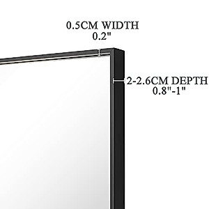 Bonverre 27 x 40 Inch Rectangle Wall Mirror, Aluminum Frame Rectangular Mirror for Bathroom, Vanity, Bedroom, Living Room, Entryway, Wall Mounted Horizontal or Vertical, Black