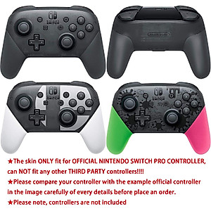 YoRHa Studded Silicone Transfer Print Cover Skin Case ONLY for Nitendo Official Switch Pro Controller x 1(Spashing Paint) with Pro Thumb Grips x 8