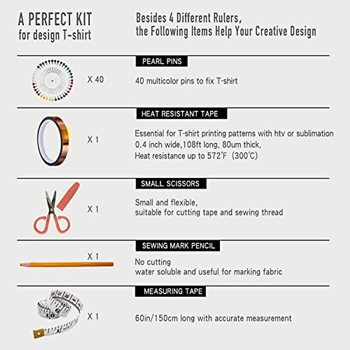 FINFINLIFE Tshirt Ruler Kit - 9Pcs, Transparent Tshirt Ruler Guide for Vinyl, Shirt Alignment, T Shirt Rulers to Center Designs, Shirt Ruler for Vinyl Alignment, T Ruler for Infant Toddler Youth Adult