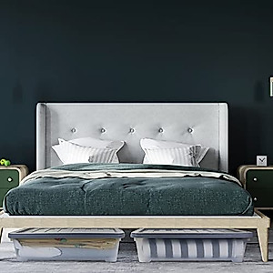 Qqbine 40 Quart Large Under Bed Storage Bins with lids, Plastic Wheeled Latching Boxes, 3 Packs