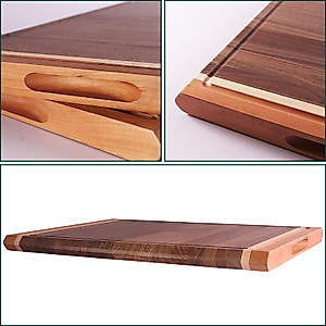 FINDKING Walnut Cutting Board, Wooden Butcher Block, Meat Chopping Board for Kitchen, Large, Thick, Heavy, with Juice Groove, Side Handle, 17.5 x 12.9 x 1.1 Inches