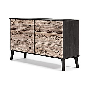 Signature Design by Ashley Piperton Contemporary Scandinavian 6 Drawer Dresser, Two-Tone Black