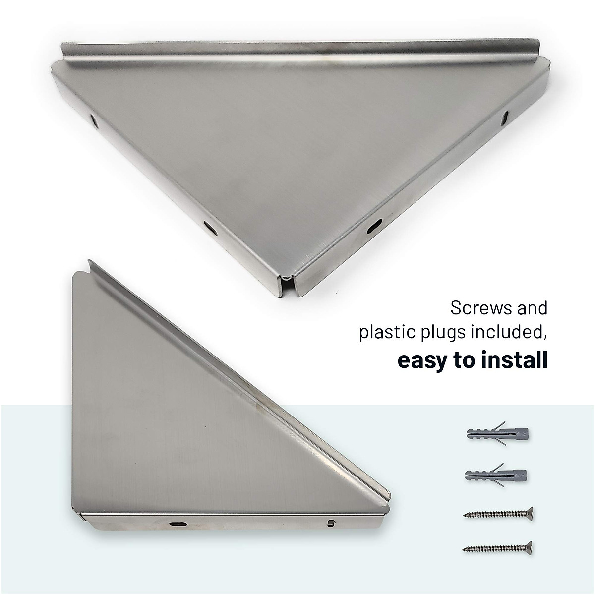 C&G BATHROOM SOLUTIONS Stainless Steel Corner Floating Shelves - Versatile and Durable Wall Corner Shelf - Rust Proof Bathroom Corner Shelves - Easy Install Corner Shelf Floating Design