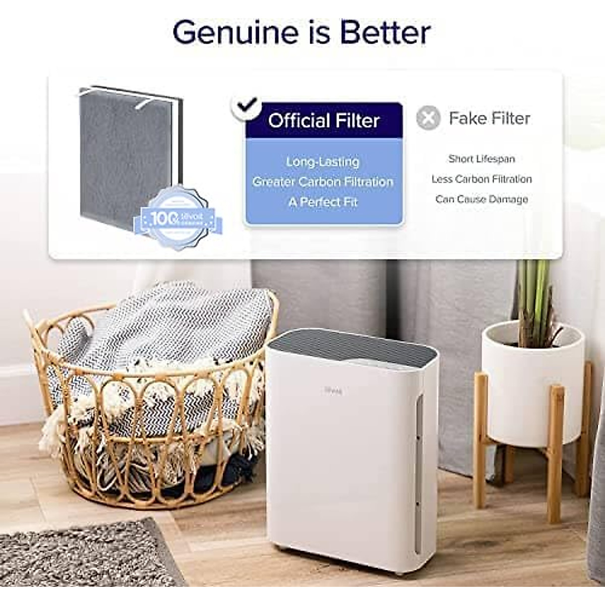 LEVOIT Vital100 Air Purifier Replacement, True HEPA High-Efficiency Activated Carbon Filter, Vital 100-RF, 2 Pack, White