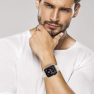 Wrist-B Compatible for Apple Watch Band Clear 44mm 45mm 42mm,Transparent Clear Watch Band Soft Silicone Sport Case and Strap for iWatch Series 7/6/5/SE Women Men (45mm/44mm/42mm)