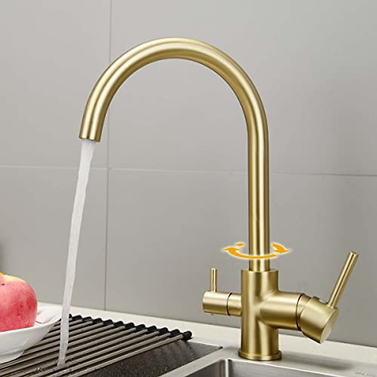 Techzm Tri Flow Water Filtration Kitchen Faucet 3 Way Water Filter Taps ...