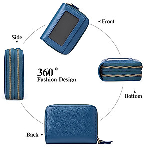 GOIACII Small Genuine Leather Wallet for Women, RFID Blocking Credit Card Holder Wallet