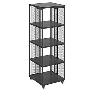XYZTech Industial Style Shelving Open Shelves with Wheels Cold Rolled Steel Rolling Shelf 4-Tier Display Rack Shelf Unit on 360° Casters
