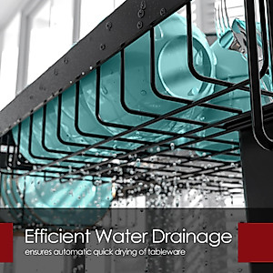 Sakugi Dish Drying Rack - Large Over The Sink Dish Drainer Drying Rack (30.0" to 33.9" W), Large Capacity Stainless Steel Dish Rack, Multifunctional Kitchen Organizers and Storage Rack, Black