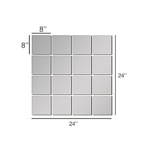 Delma Glass Full Length Wall Mirror Tiles, 14'' x 12'' x 4PCS, Frameless Full Body Mirror Tiles for Bedroom, Full Length Mirror Wall Mounted for Home Gym, Door (Glass - 14'' x 12'' - 4PCS)