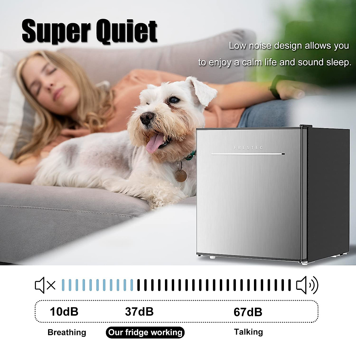 Frestec 1.6 Cu.Ft Mini Fridge with Freezer, Compact Refrigerator, Energy Efficient for Office, Apartment, Dorm, Bedroom