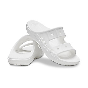 Crocs Unisex Men's and Women's Baya Two-Strap Slide Sandals, White, Numeric_13 US