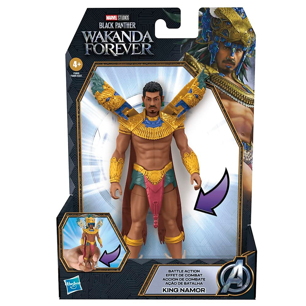 Marvel Studios' Black Panther Wakanda Forever Battle Action King Namor, 6-Inch Action Figure, Toy for Kids Ages 4 and Up