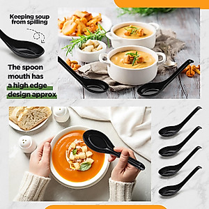 Hushee 200 Pcs Asian Soup Spoon Chinese Soup Spoons Bulk Large Melamine Noodle Ramen Spoons Reusable Japanese Noodle Spoons Wonton Rice Dumpling Pho Spoon Dinner Spoons for Home Restaurant Kitchen