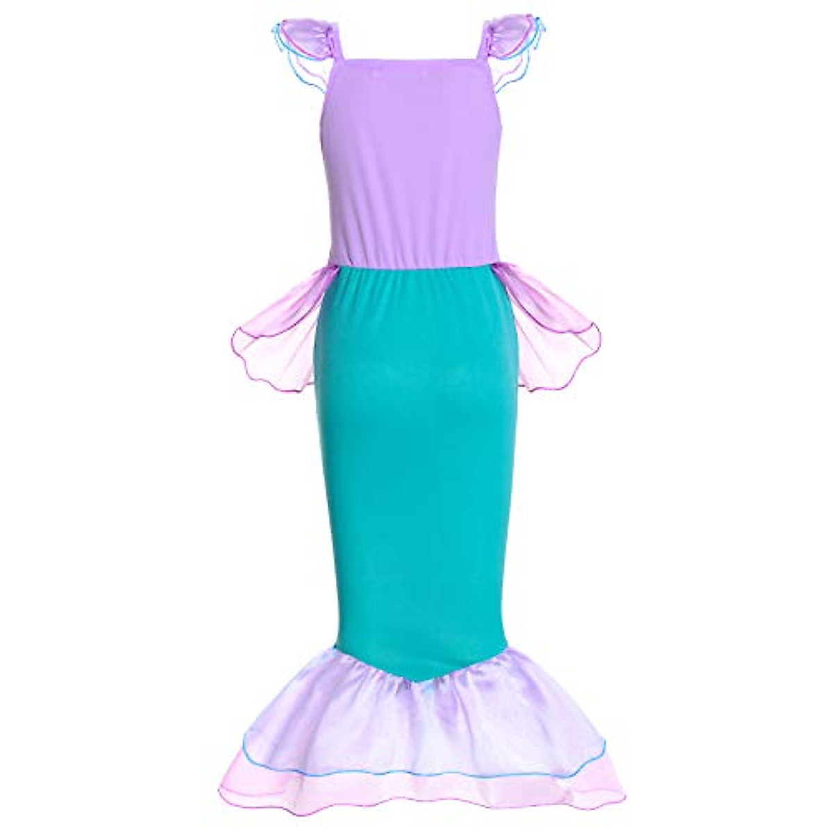 Joy Join Little Girls Princess Mermaid Costume for Girls Dress Up Party with Wig,Crown, Mace 6-7 Years